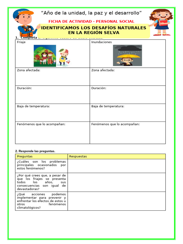Ficha-mart12-Ps-identificamos Los Desafíos Naturales en La Región Selva ...