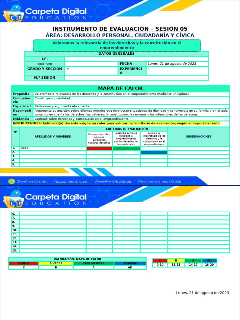1° - Instrumento - Mapa de Calor - Sesión 5 - Semana3 - Eda5 - DPCC | PDF
