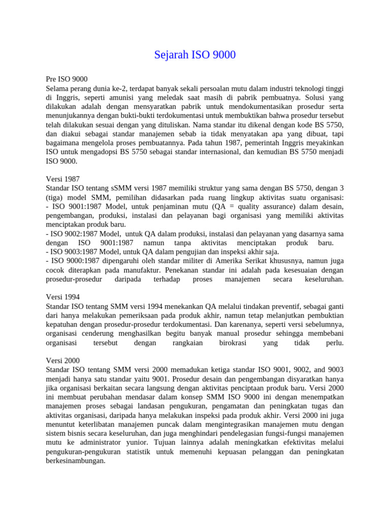 Sejarah ISO 9000 | PDF