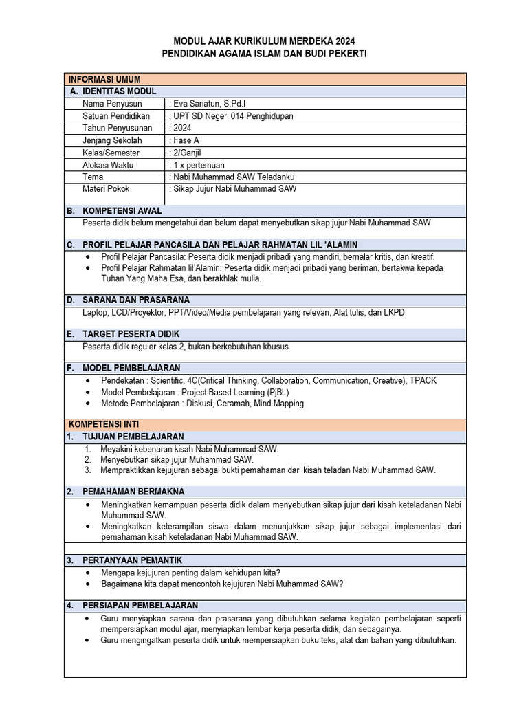 Modul Ajar - PJBL - PPL | PDF