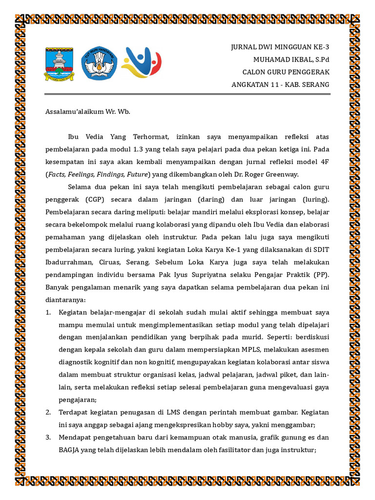 Jurnal Dwi Mingguan Ke 3 | PDF