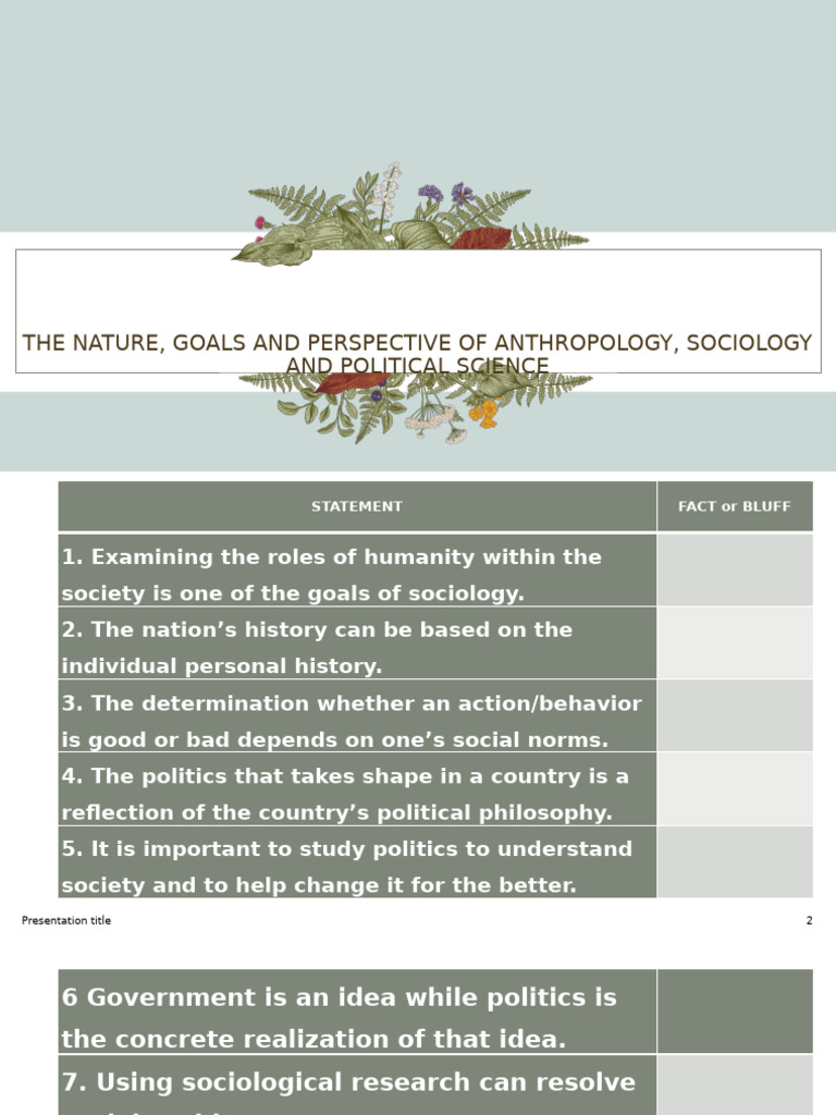 Lesson 3 The Nature Goals and Perspective of Anthropology | PDF