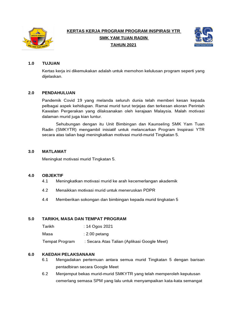 Kertas Kerja Inspirasi Ytr | PDF