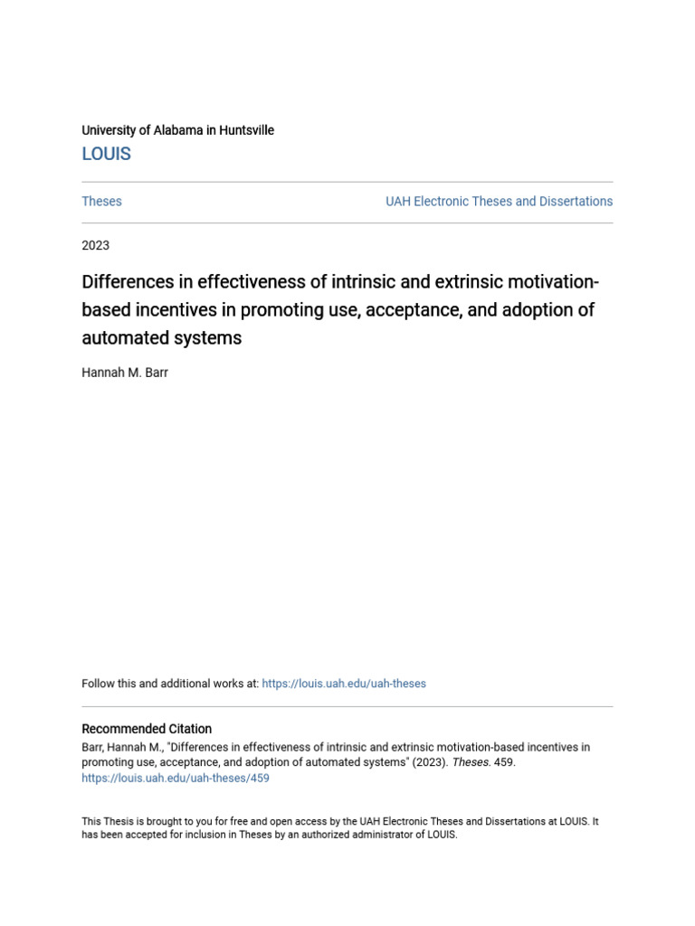 Differences in Effectiveness of Intrinsic and Extrinsic Motivatio | PDF
