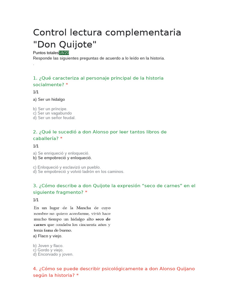 Prueba Don Quilote | PDF | Don Quijote