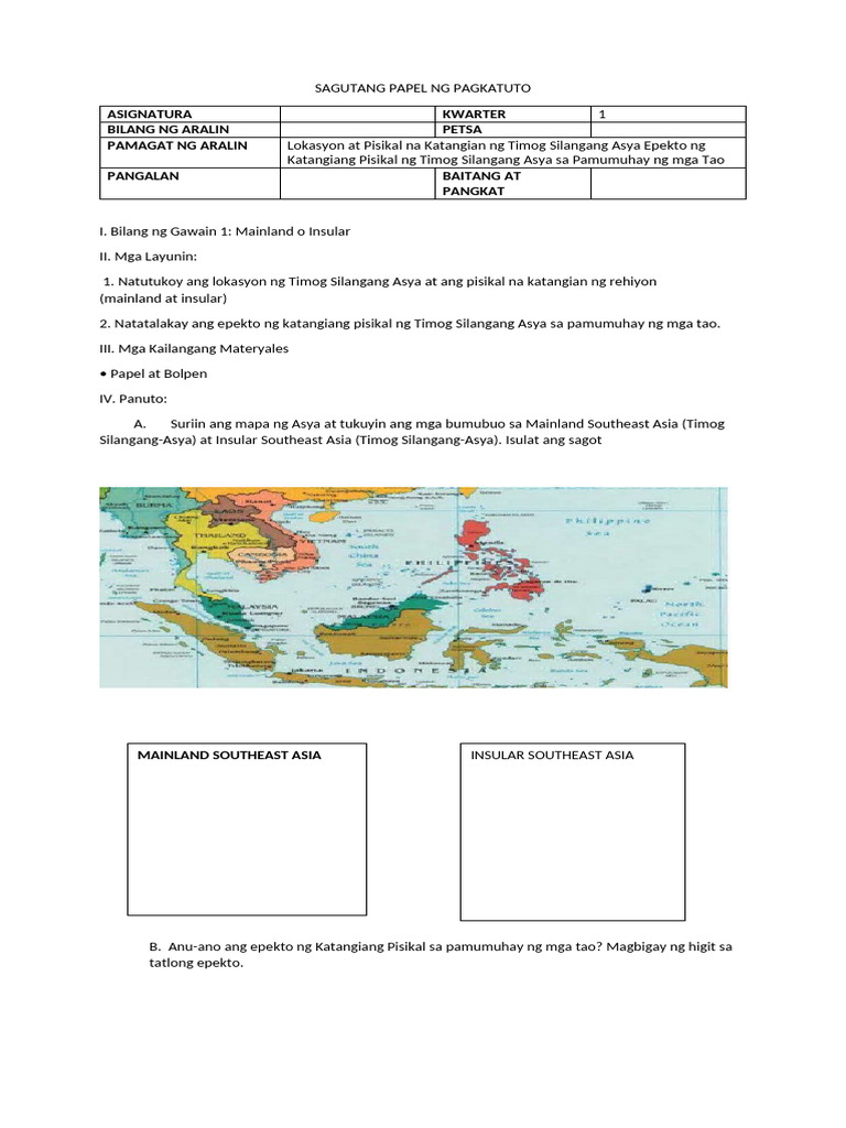 Sagutang Papel Ng Pagkatuto 1 | PDF