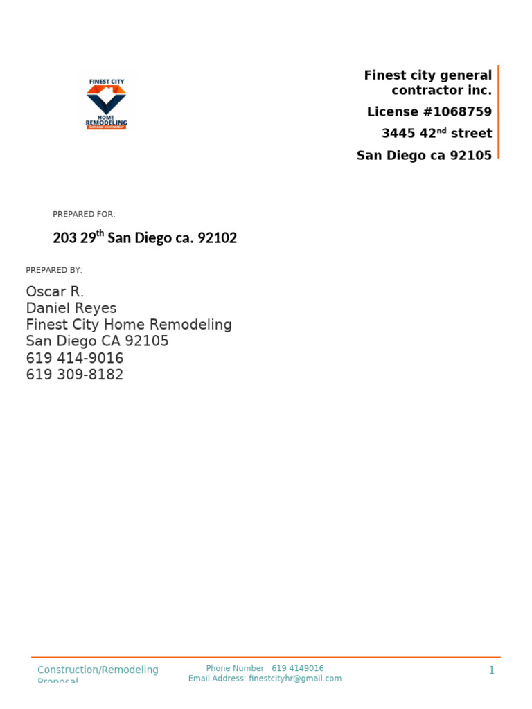 Home Remodel Proposal | PDF