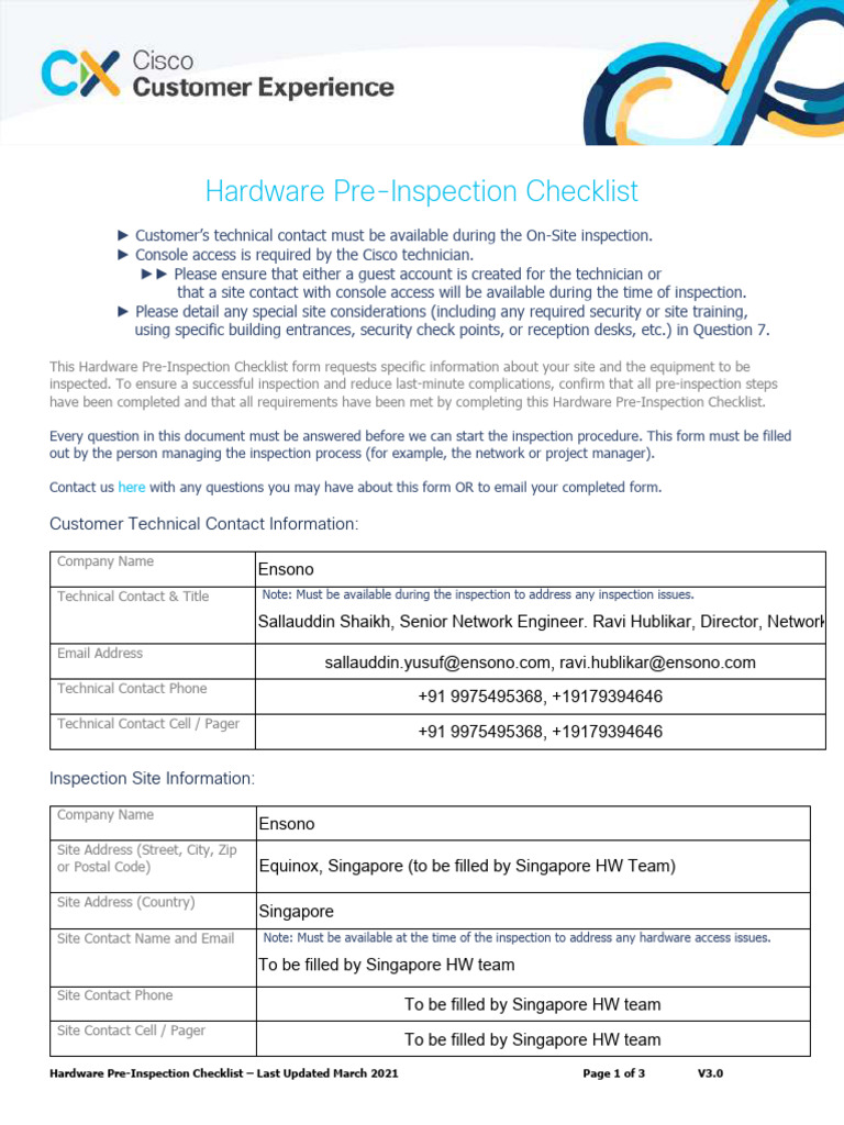 Compliance Inspection Preparation Checklist | PDF