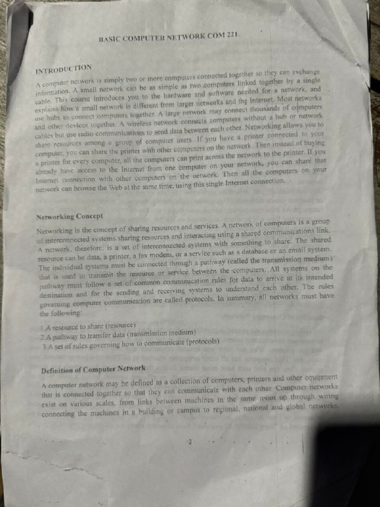 COM 221 Official handout by Perex | PDF