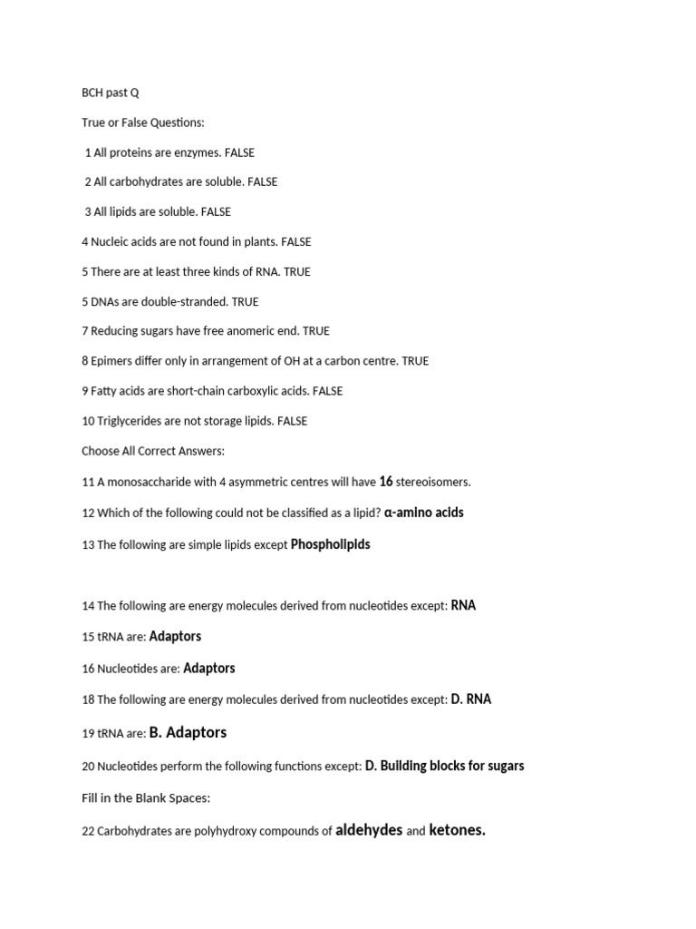 BCH Solved Past Questions | PDF