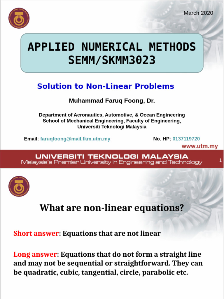 Lecture 2 Solution To Non-Linear Problems RAW | PDF