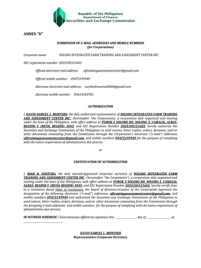 2020form - MC28s2020 Annexes D To G | PDF