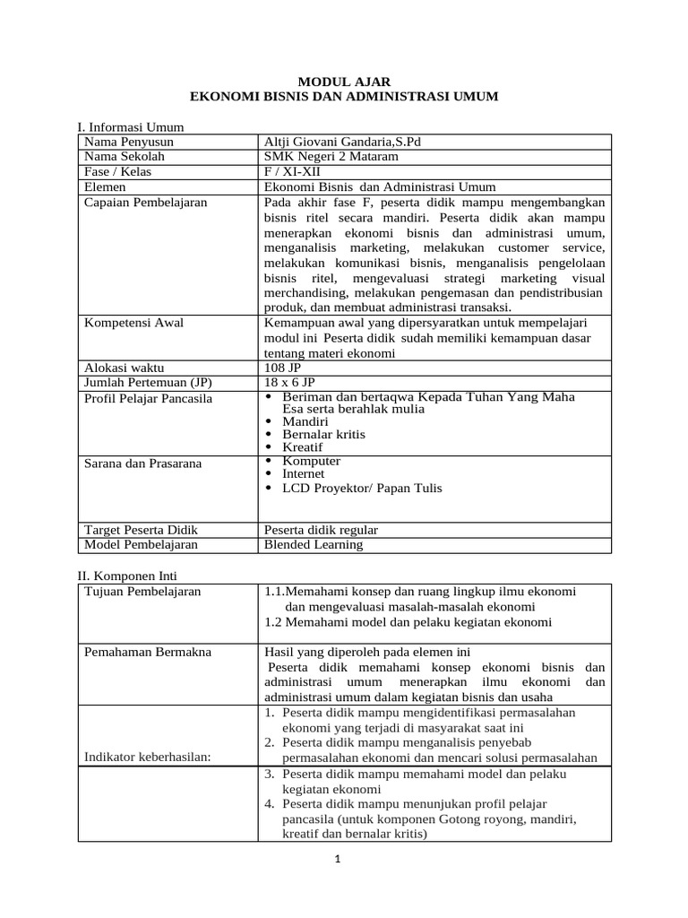 Modul Ekonomi Dan Bisnis | PDF