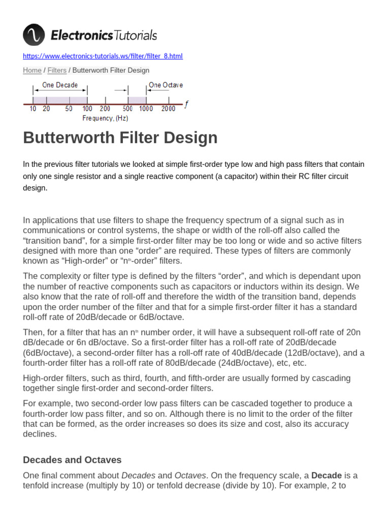 Butterworth Filter Design | PDF | Electronic Filter | Science & Mathematics