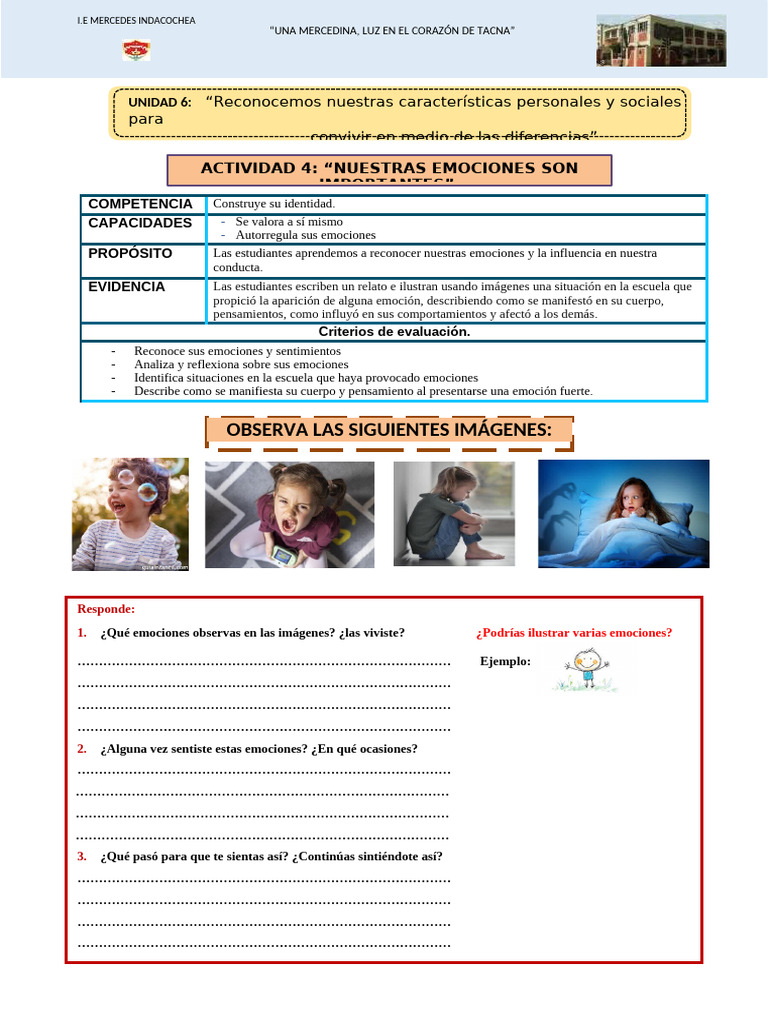 Actividad Las Emociones DPCC | PDF