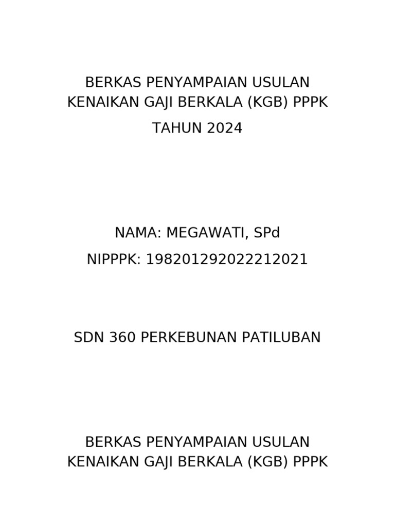 BERKAS PENYAMPAIAN USULAN KENAIKAN GAJI BERKALA | PDF