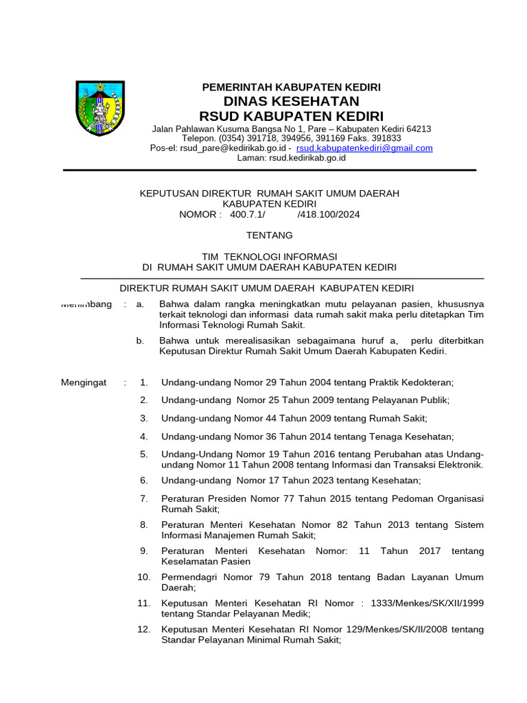 SK TIM IT Revisi 2024 | PDF
