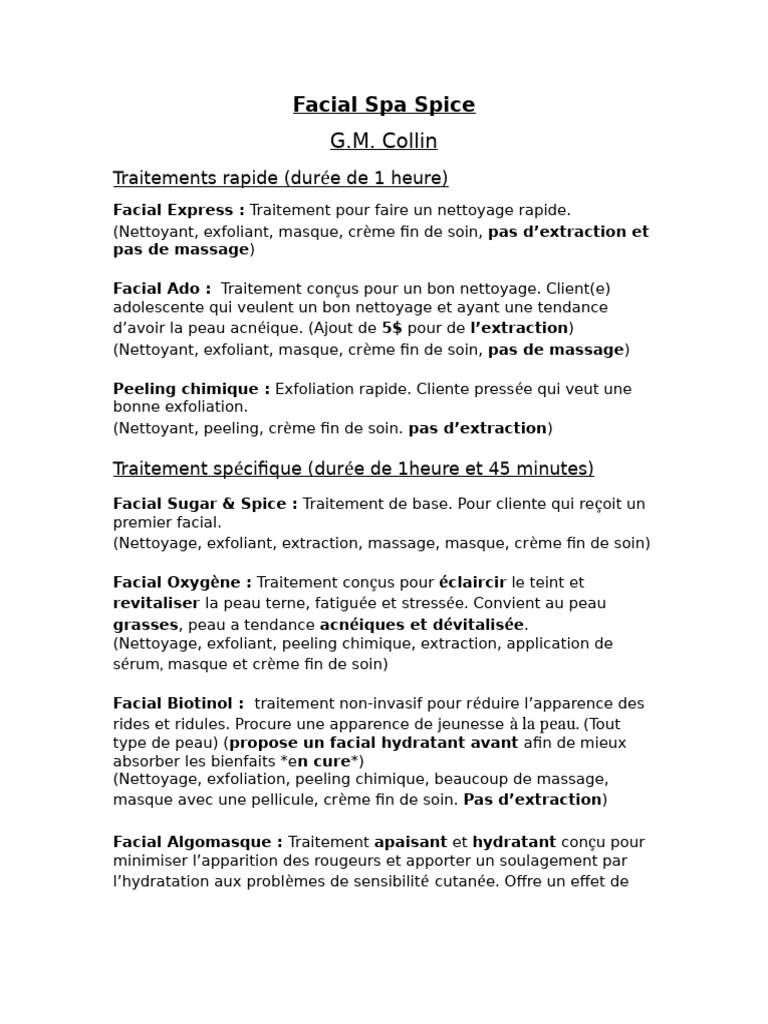 Facial Spa Spice | PDF