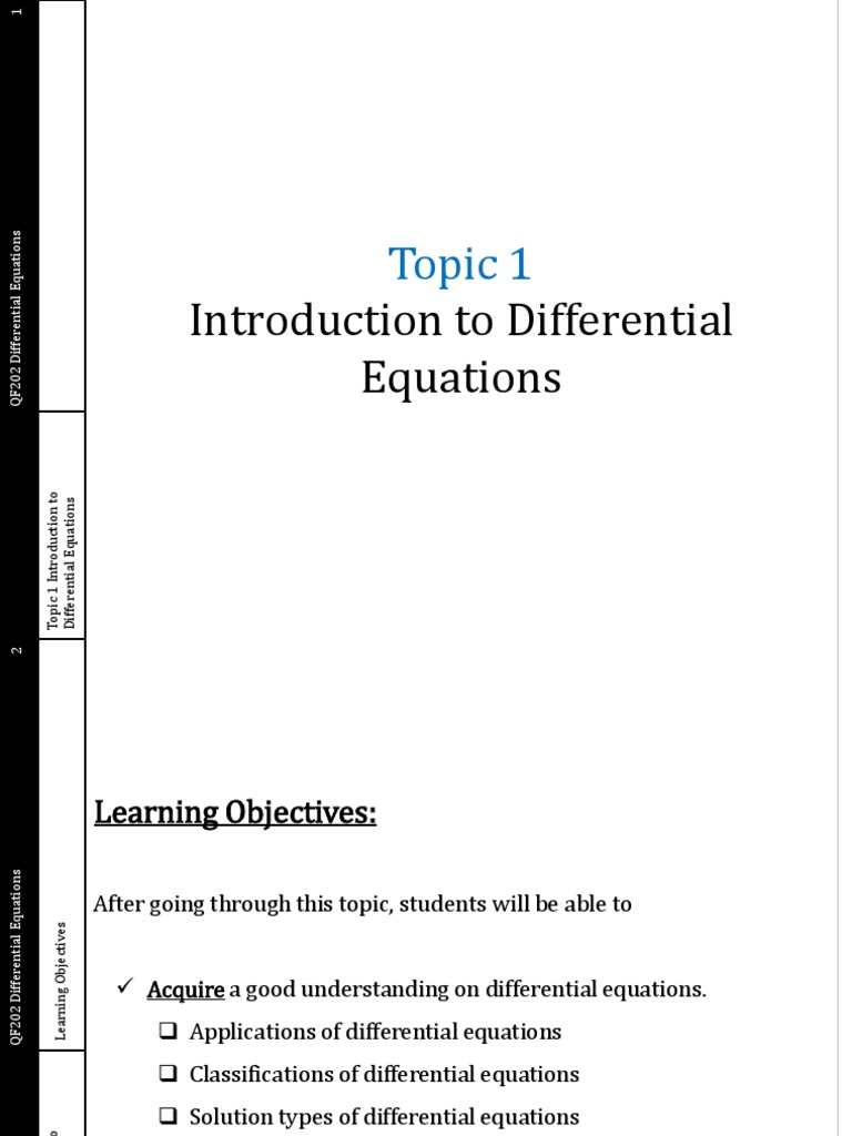 Introduction To Differential Equations: Topic 1 | PDF | Partial ...