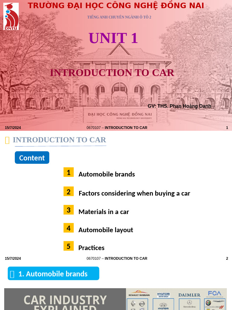 Unit 1-Overview and Introduction To Car | PDF