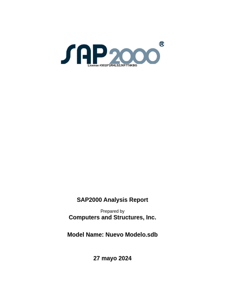 SAP2000 Analysis Report Computers and Structures, Inc. Model Name: Nuevo Modelo - SDB | PDF