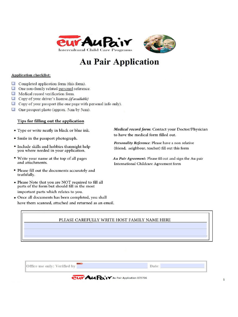 EurAuPair Application Form | PDF