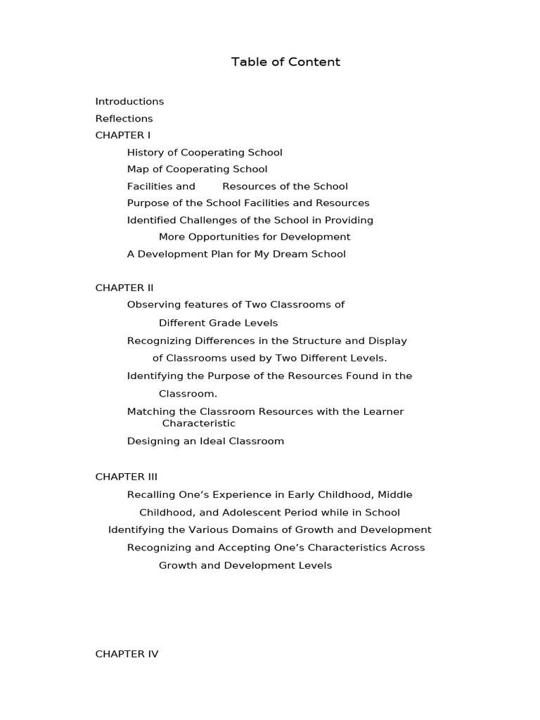 Table of Content Field Study | PDF