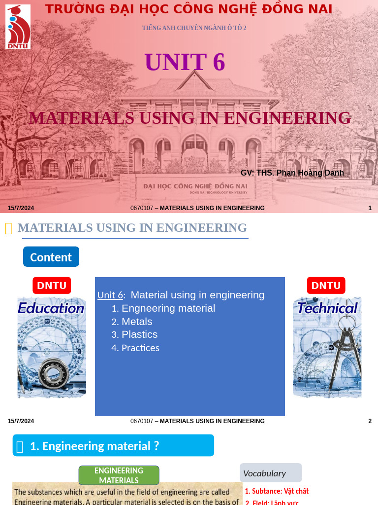 Unit 6-Material Using in Engineering | PDF