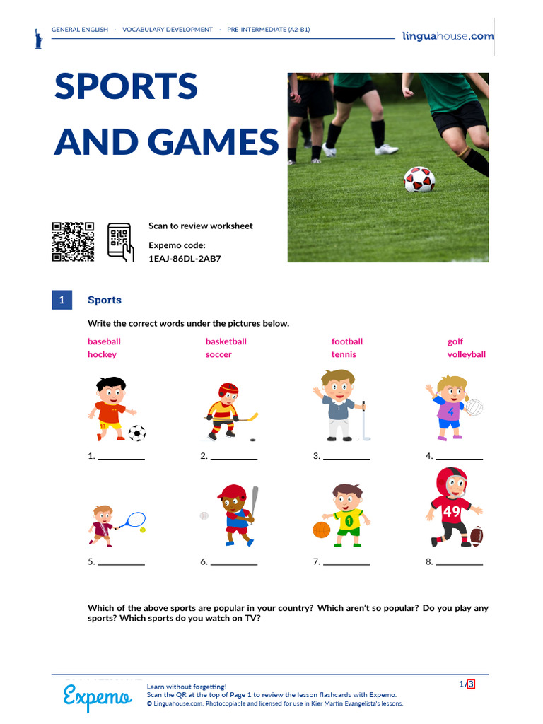 Sports and Games American English Student A2 B1 | PDF