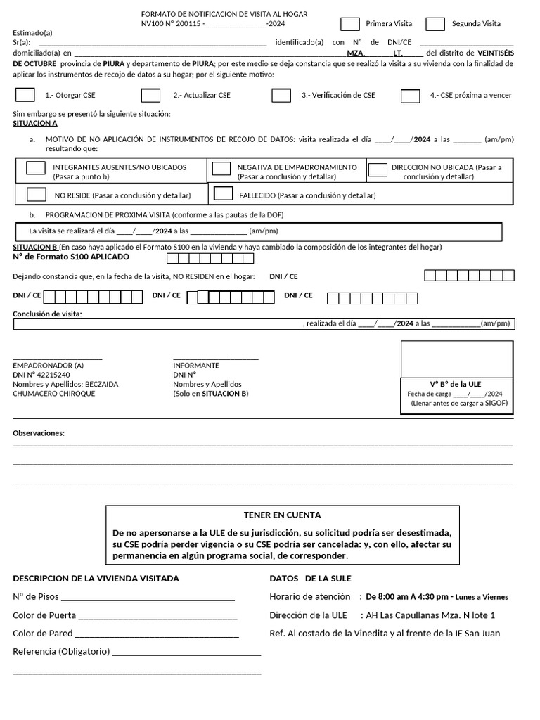 Formato NV100 Ule Mdvo Delia | PDF