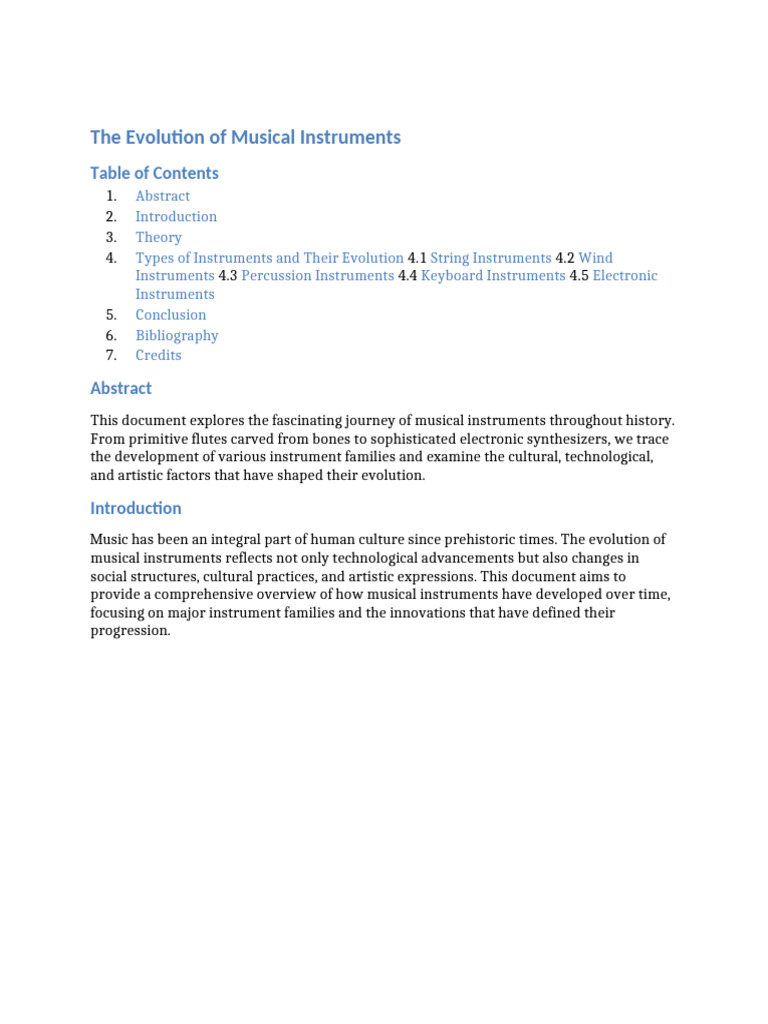 Musical Instruments Evolution | PDF