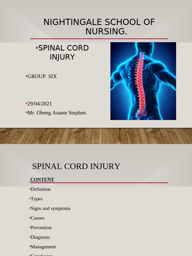 Spinal Cord Injury Power Point Original Group Six Pdf