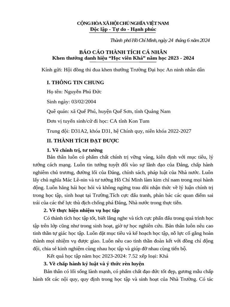 Mẫu BCTT | PDF