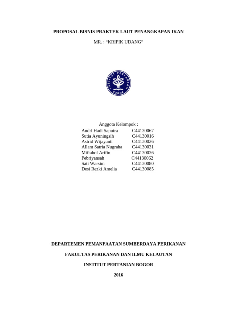 Proposal Bisnis Praktek Laut Penangkapan Ikan | PDF