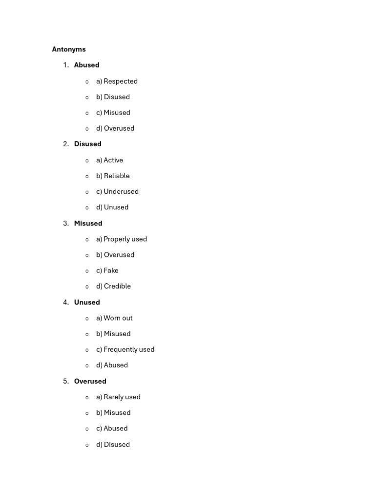 W09 Antonyms Quiz | PDF