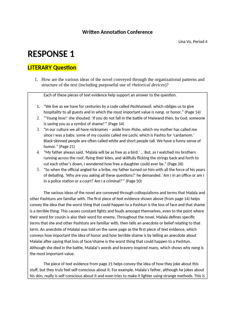 I Am Malala Annotation Conference | PDF