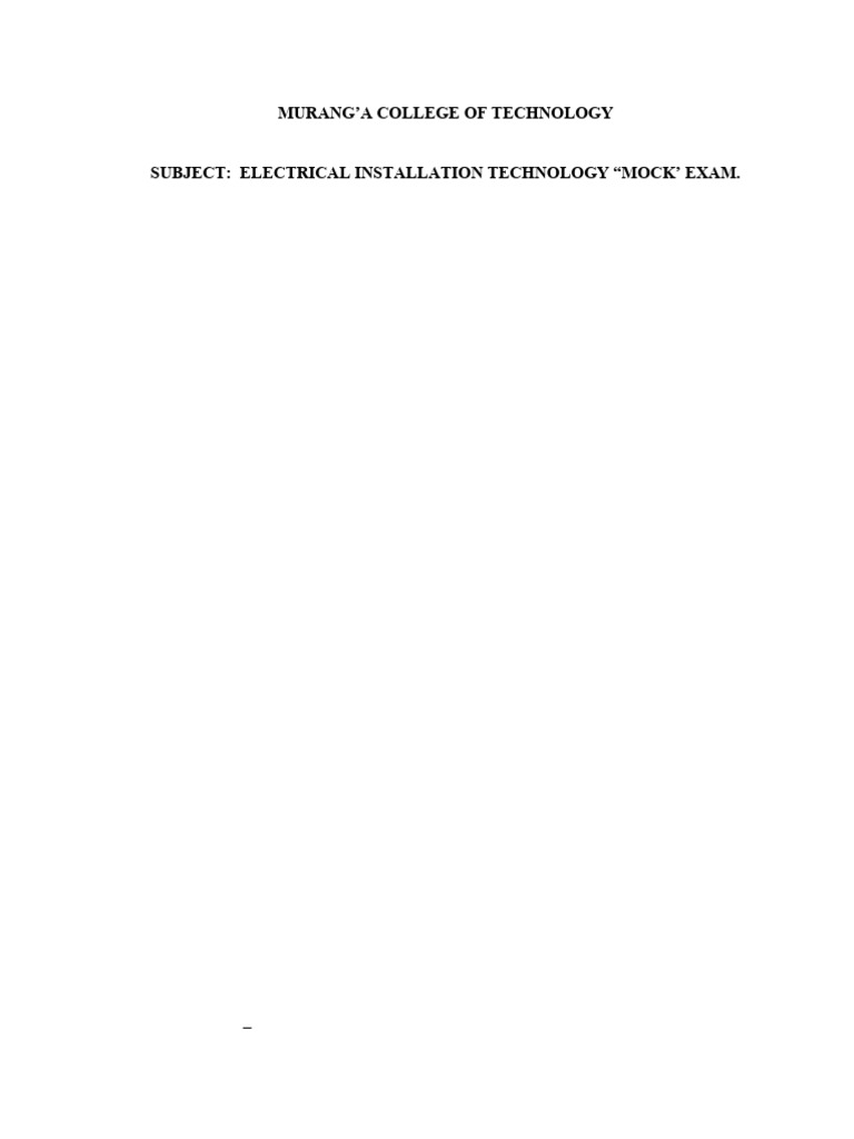 Electrical Installation Mock Exam 2012 | PDF | Physical Quantities ...