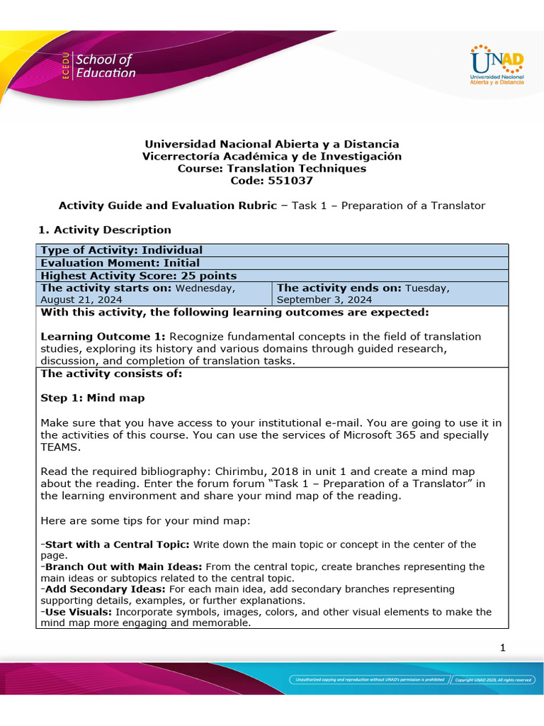 Activity Guide and Evaluation Rubric - Unit 1 - Task 1 - Preparation of ...