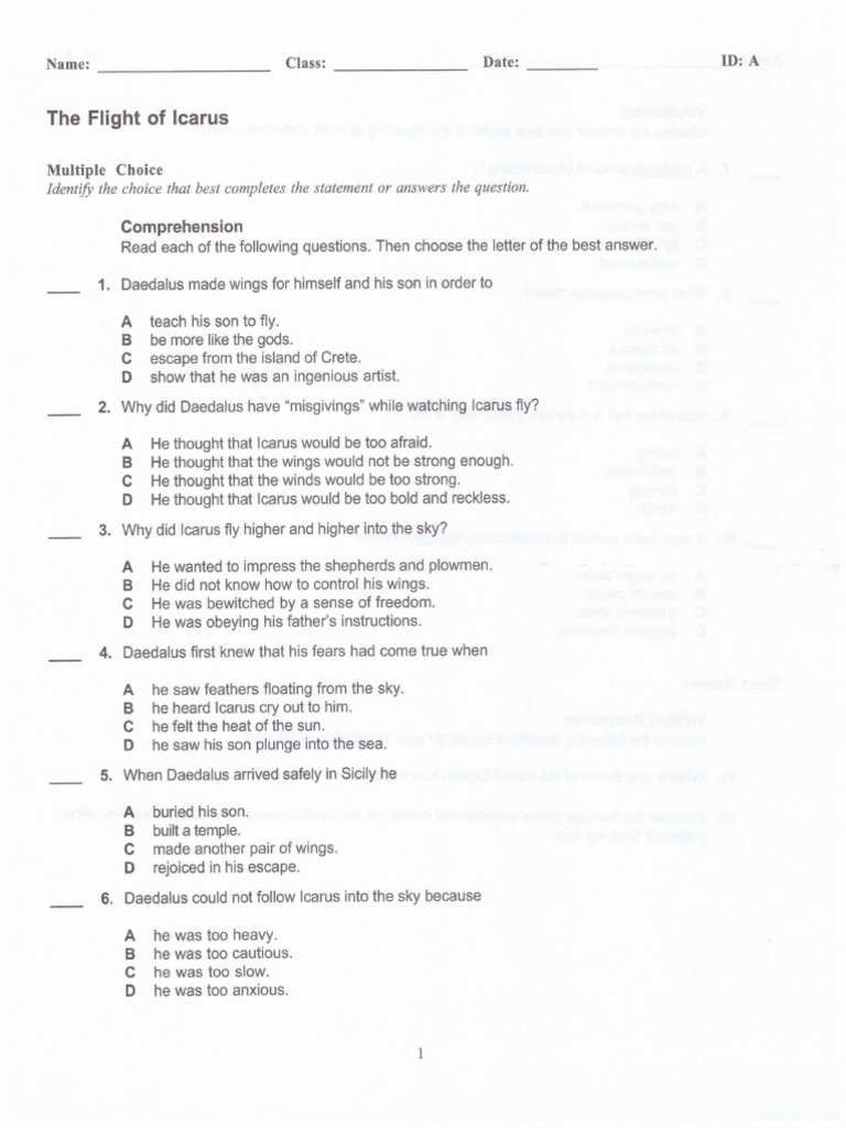 The Flight of Icarus Selection Test | PDF