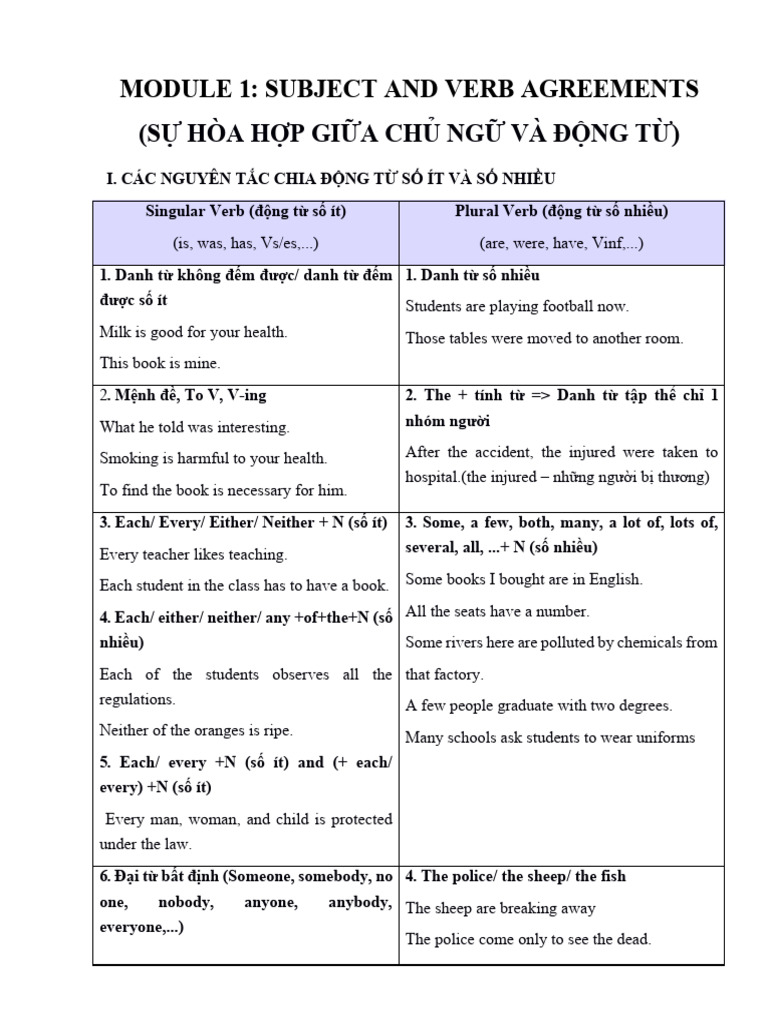 2. Keys_ Subject - Verb Agreement (Theory & Practice) | PDF