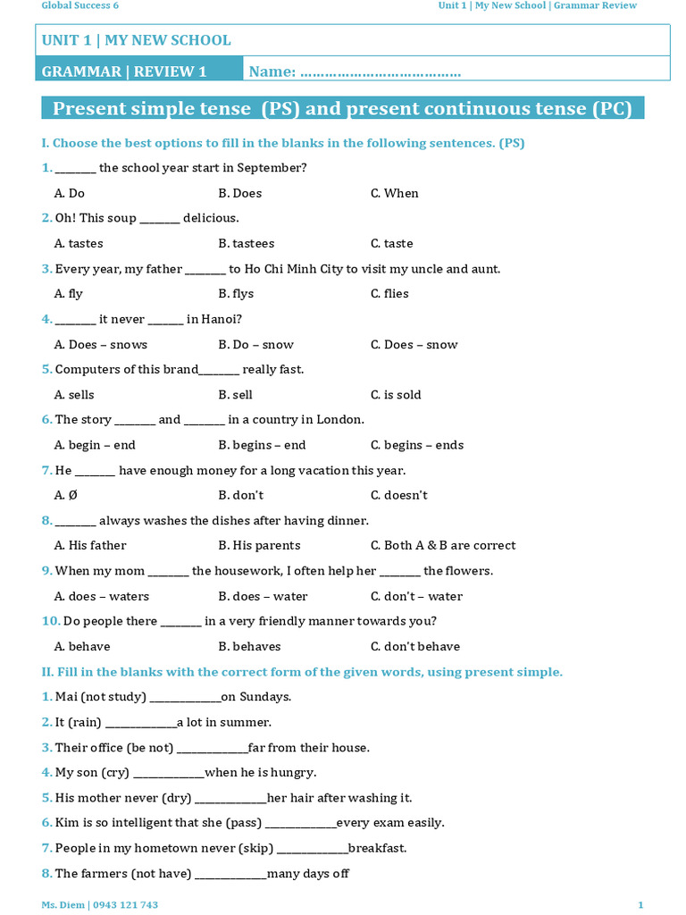 GB6 U1 Grammar Re | PDF