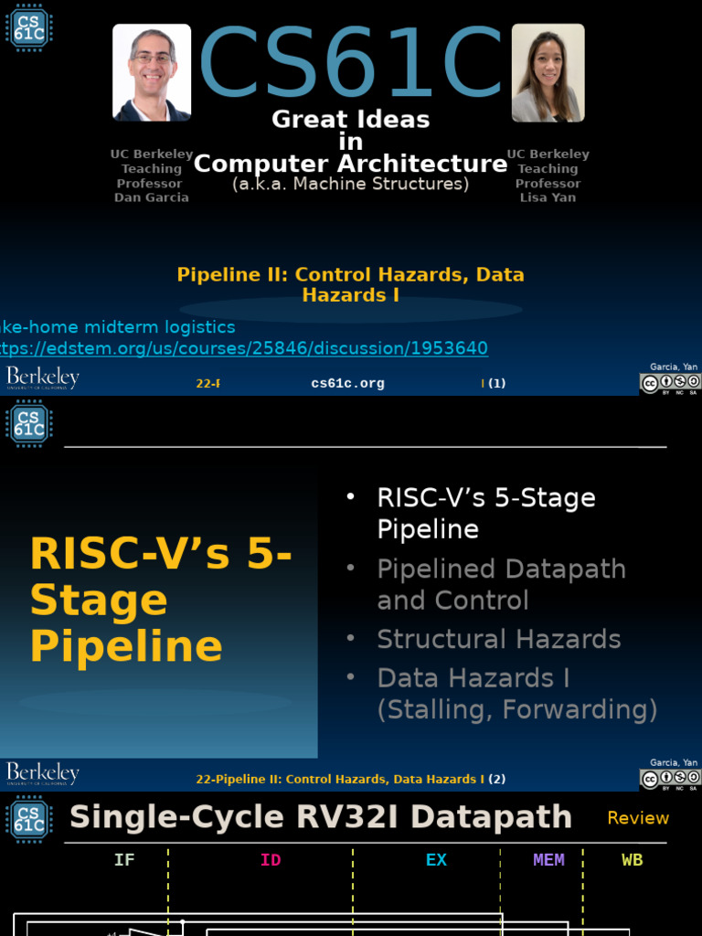CS61C 2022fa L22 Pipeline II Control Data Hazards | PDF