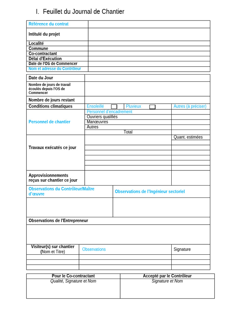 10. Journal de Chantier | PDF