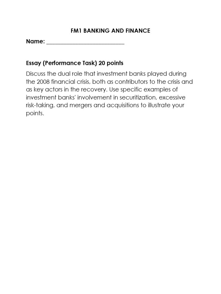 Fm1 Banking and Finance Performance Task | PDF