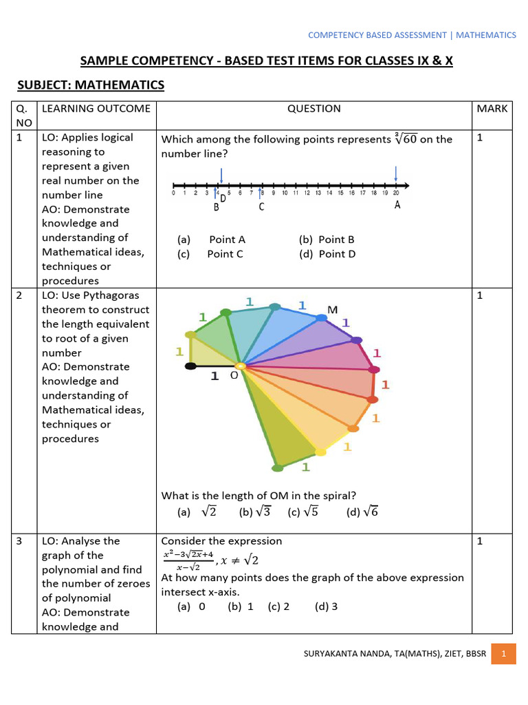 Sample CBA Questions For Class IX & X | PDF