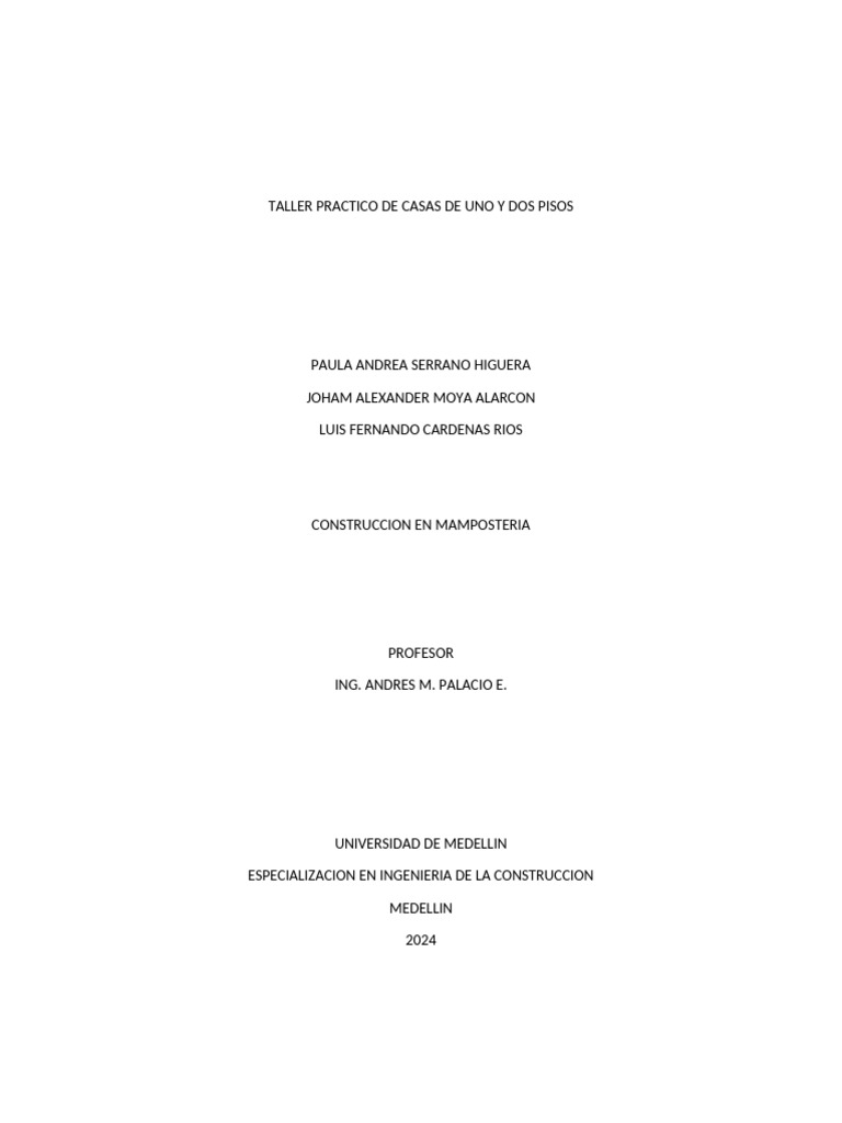 Taller Practico Casa de Uno y Dos Pisos | PDF
