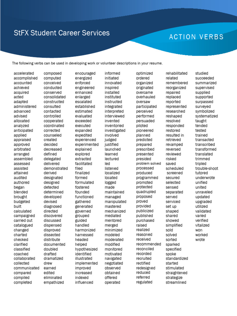 Action Verbs 1 Pdf