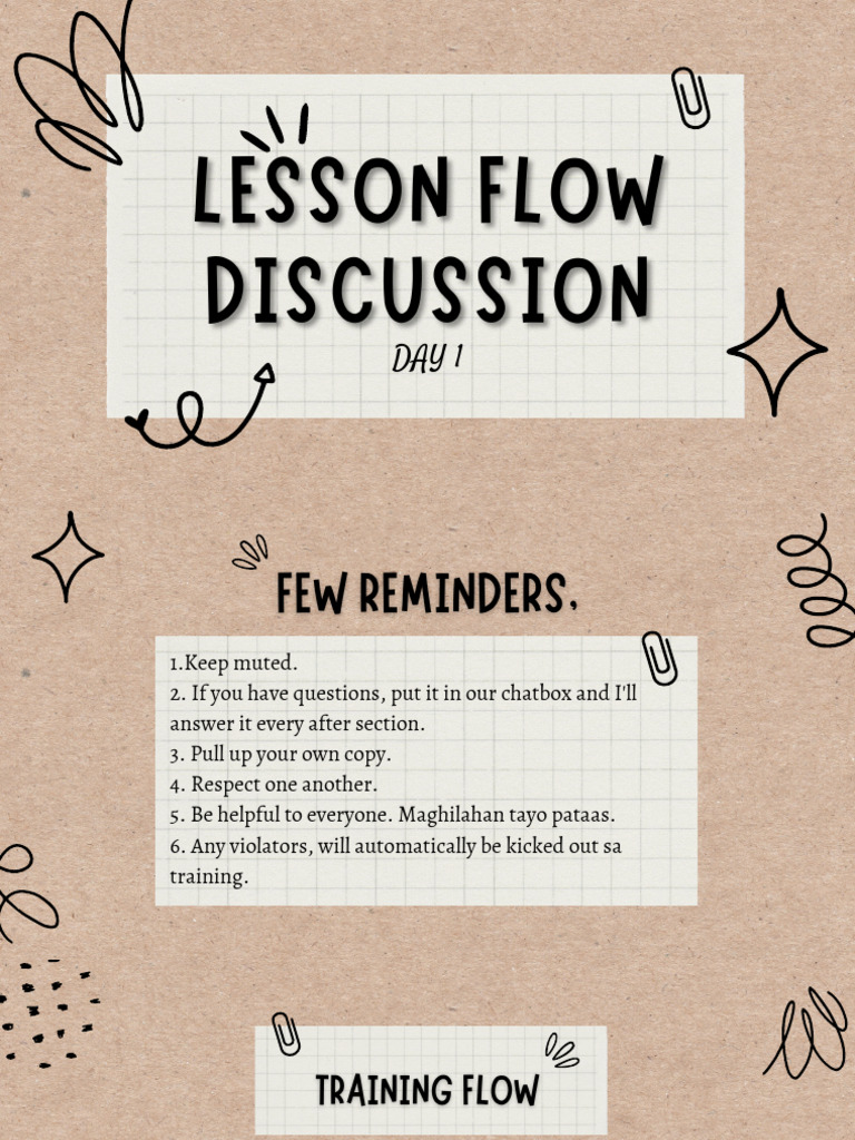 Lesson Flow Training Material [Day 1] | PDF