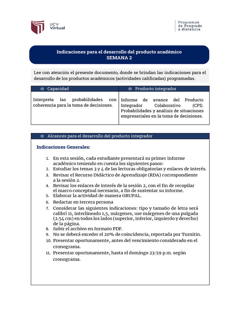 Indicaciones Producto Académico s2 - Cpi | PDF | Informática