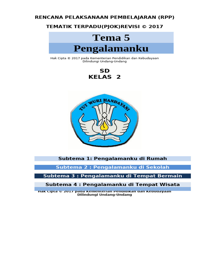 RPP Pjok Kelas 2 Tema 5 K13 Revisi 2017 | PDF